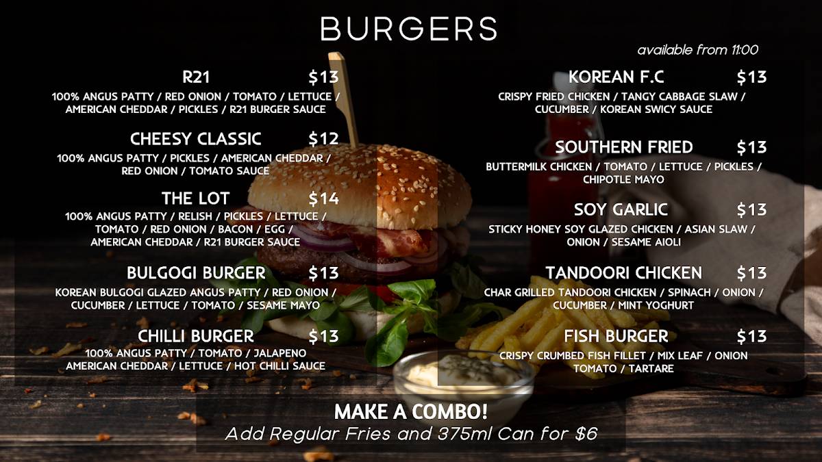 Menu at ROUTE 21 cafe, Thomastown