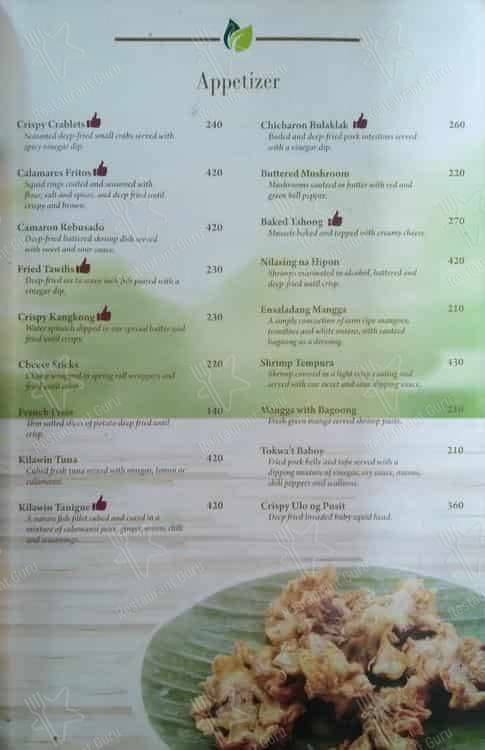 Menu at RSM Lutong Bahay restaurant, Tagaytay, Aguinaldo Highway ...