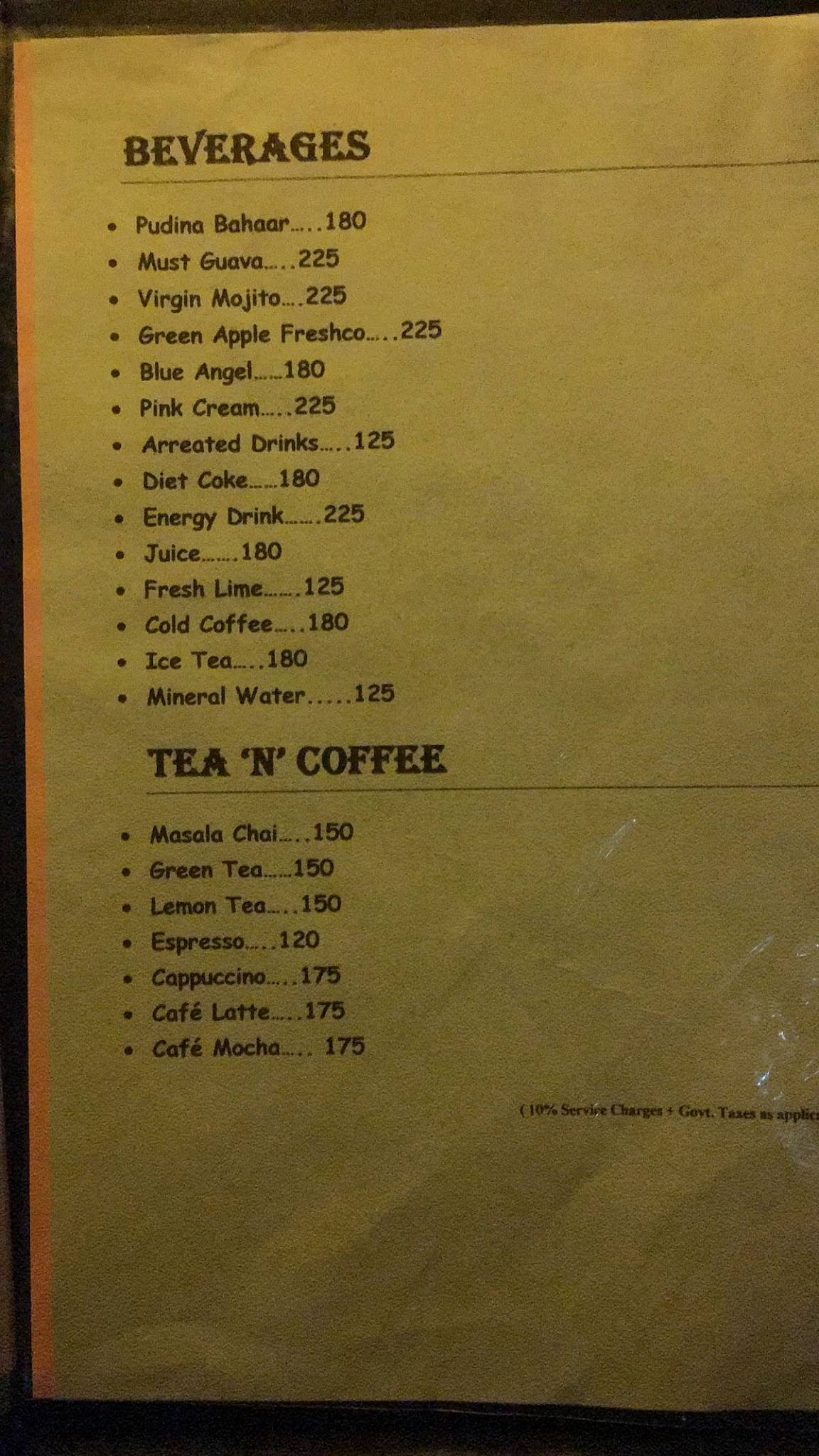 Menu at Raag cafe & bar, New Delhi