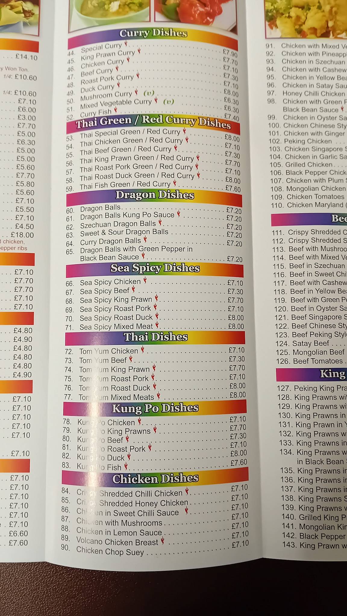 Menu at Rainbow Thai, Malaysia & Chinese Cuisine fast food, Insch