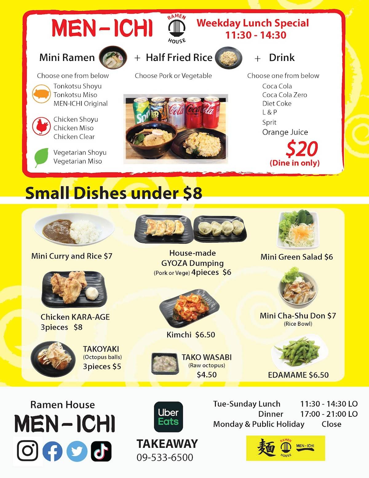 Menu at Ramen House MEN-ICHI restaurant, Auckland, Unit H/491 Pakuranga Rd