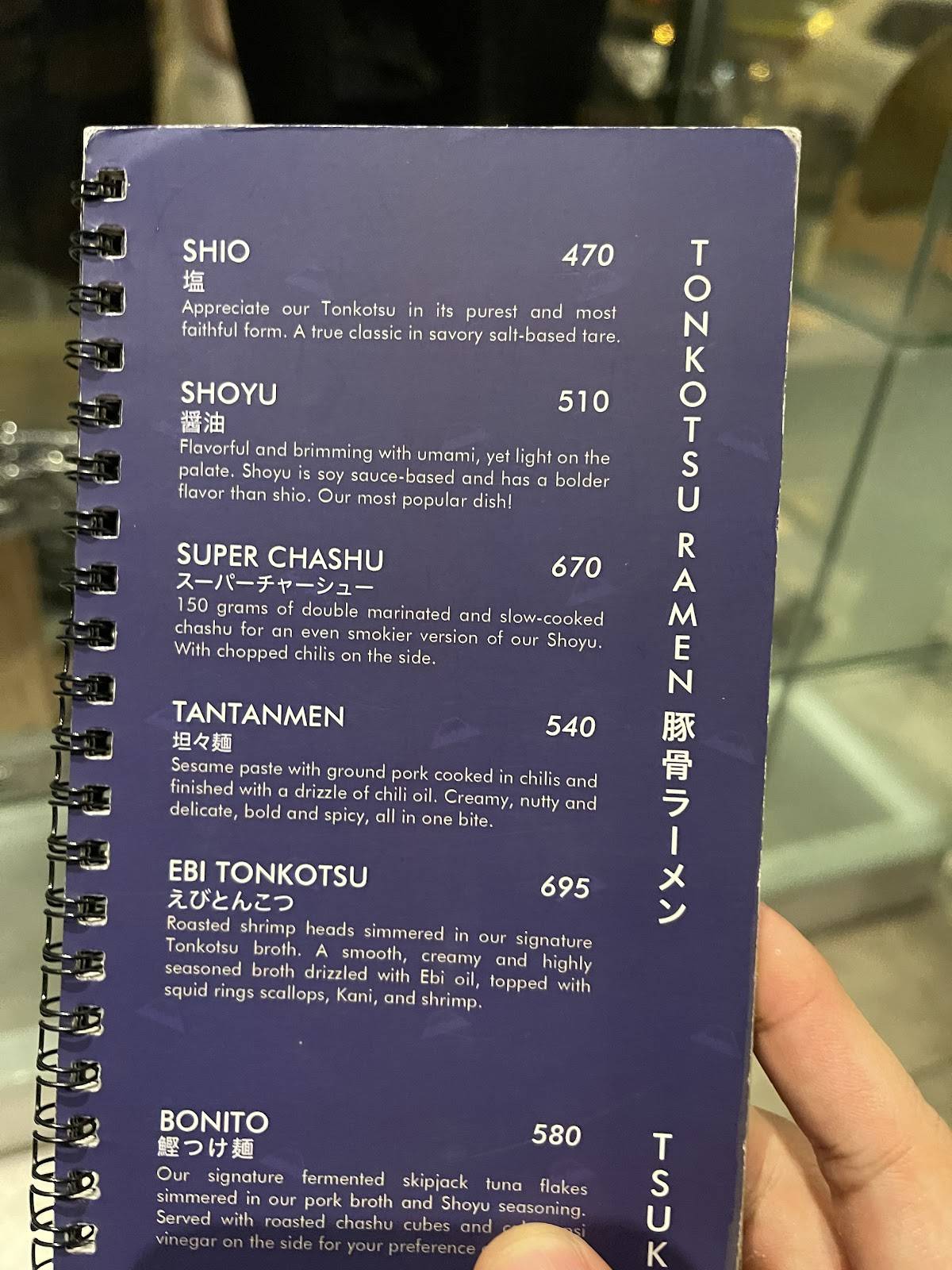 Menu at Ramen Yushoken Cebu restaurant, Mandaue City, G/F