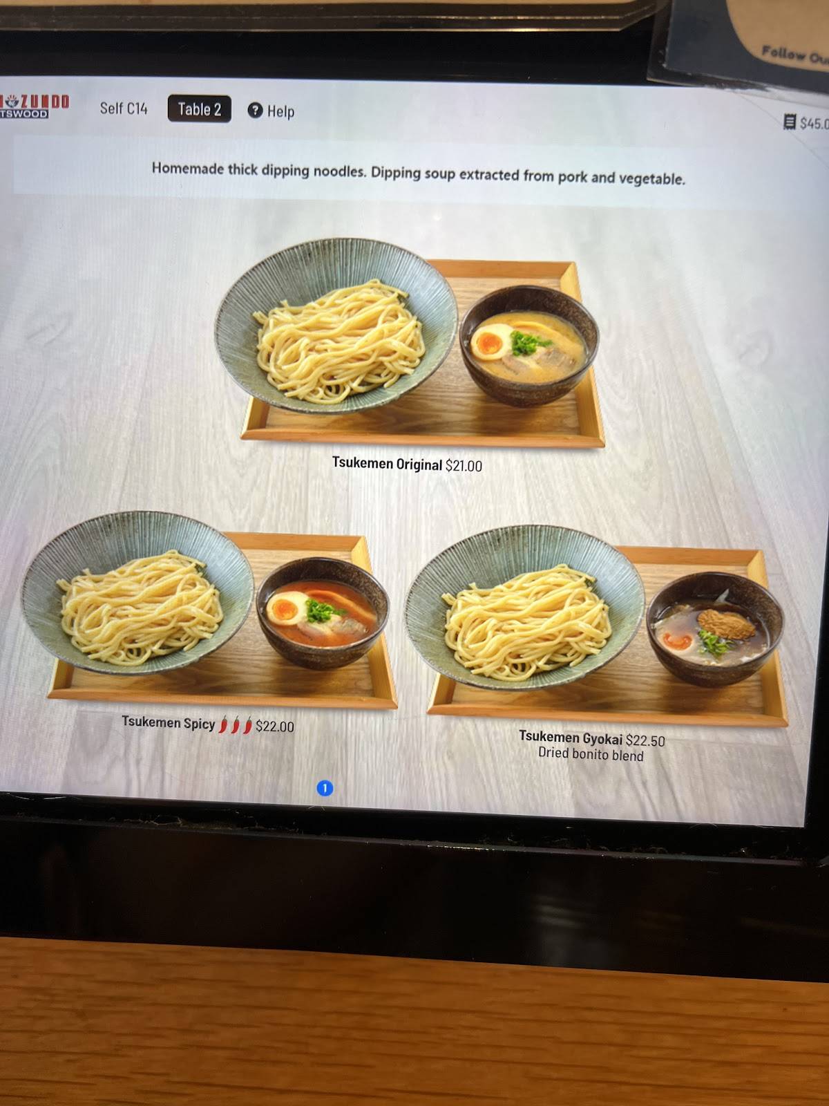 Menu at Ramen Zundo Chatswood restaurant, Chatswood