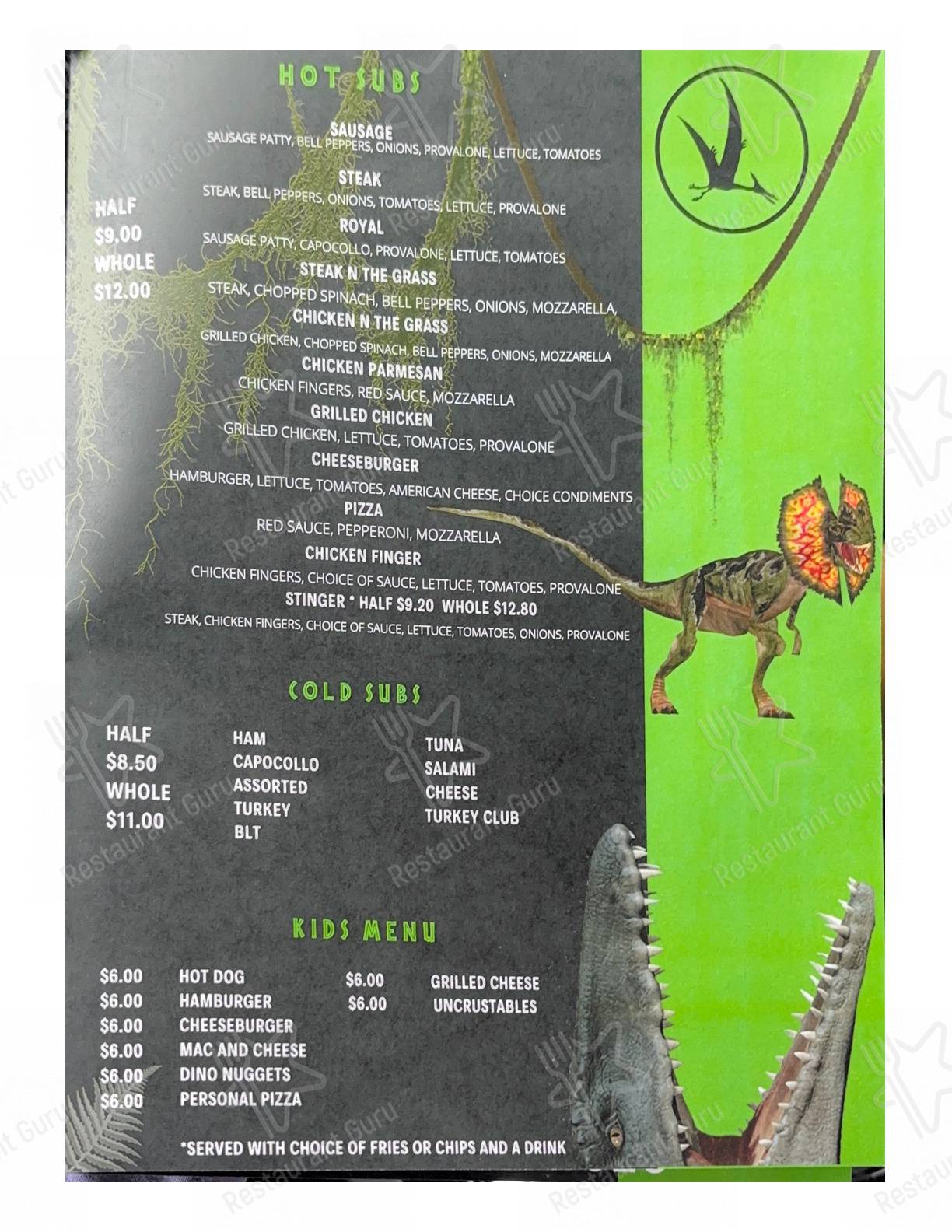 Menu at Raptors pizza pizzeria, Batavia