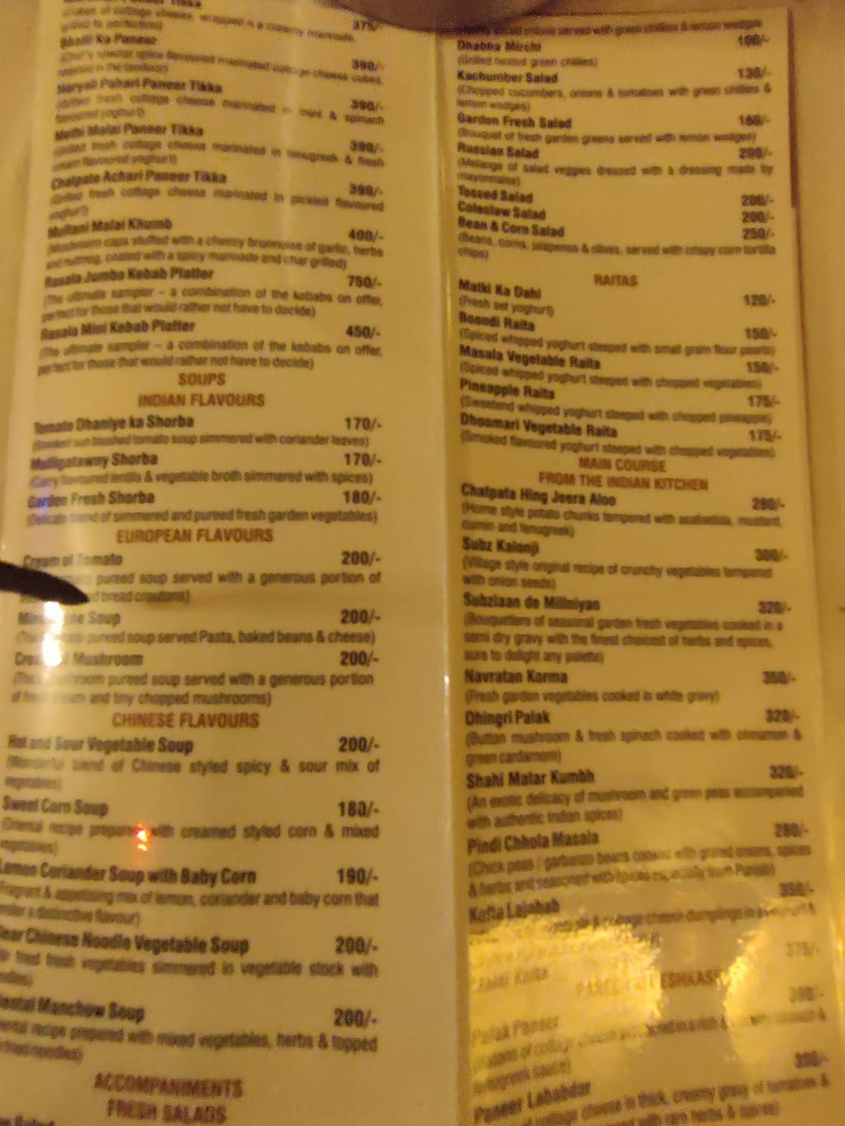 Menu at Rasala at Village Lounge, Jodhpur, 8th Mile
