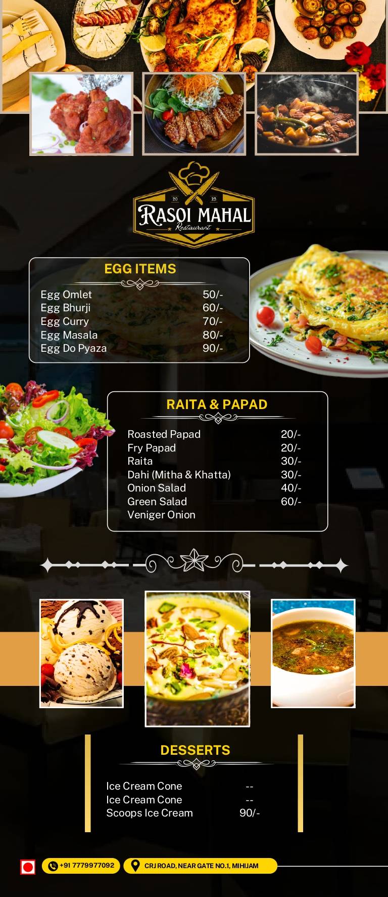 Menu at Rasoi Mahal Restaurant, Mihijam