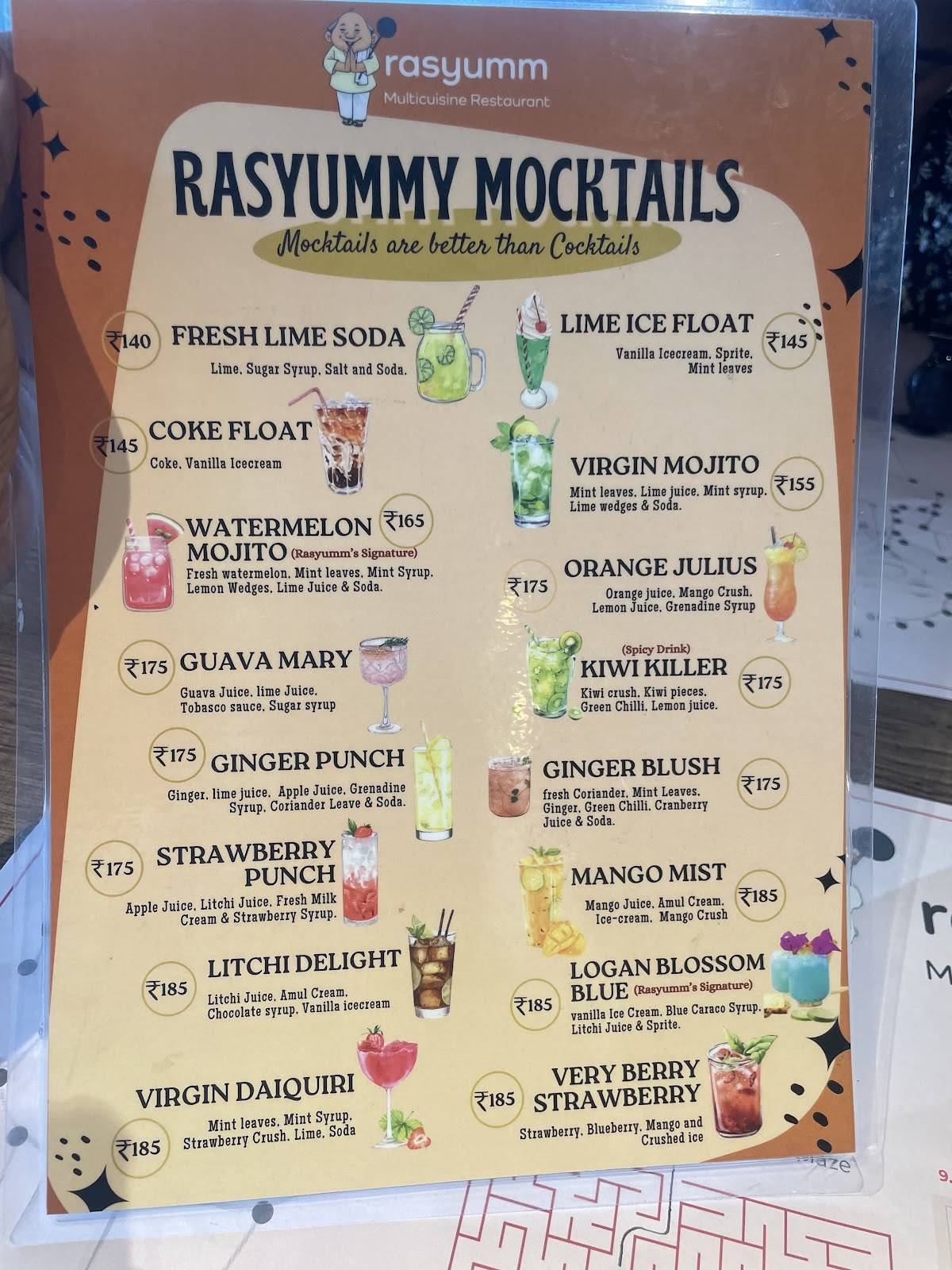 Menu at Rasyumm Gachibowli, Hyderabad
