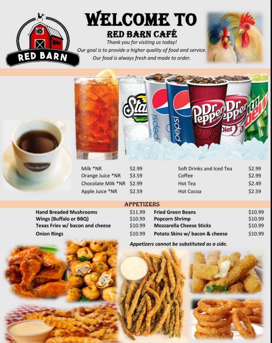 Menu at Red Barn Cafe, Mount Vernon, 107 W Mt Vernon Blvd