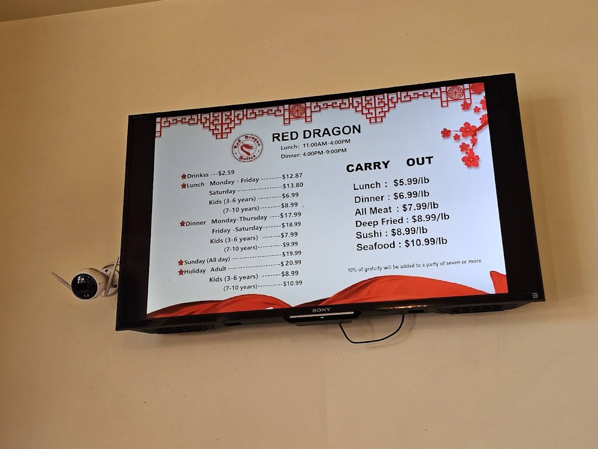 Menu at Red Dragon Buffet restaurant, Avondale, N Dysart Rd #101