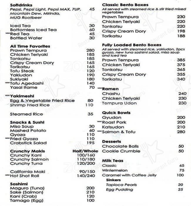 Menu at Red Kimono restaurant, Makati, H22F+7X2