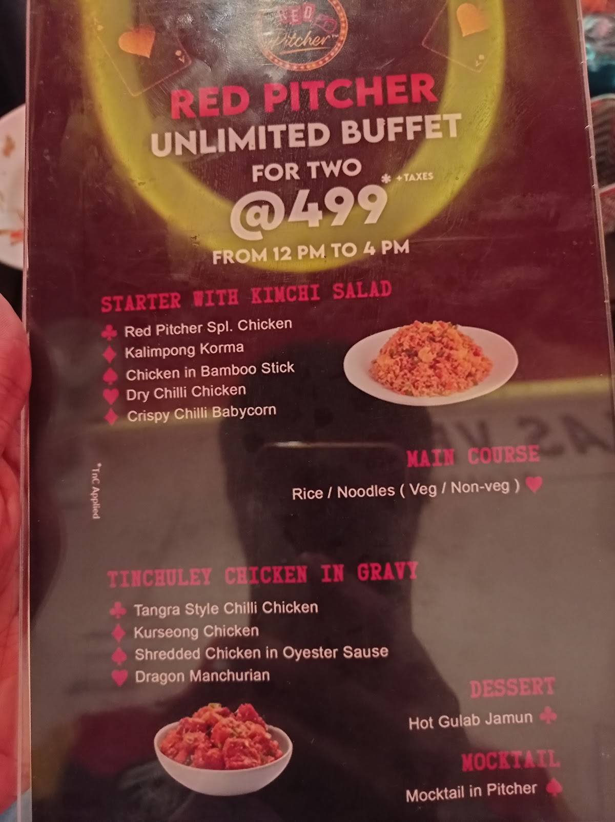 Menu at Red Pitcher, Kolkata