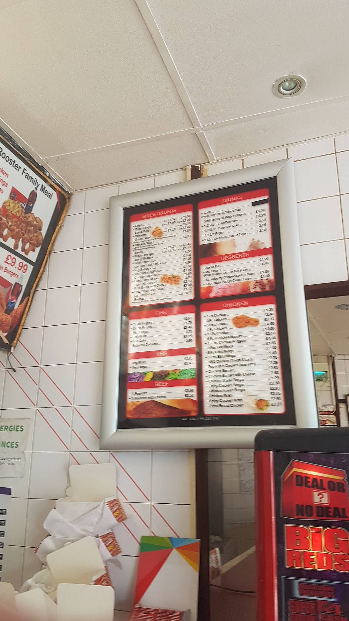 Menu at Red Rooster Fried Chicken fast food, London, 113 The Broadway