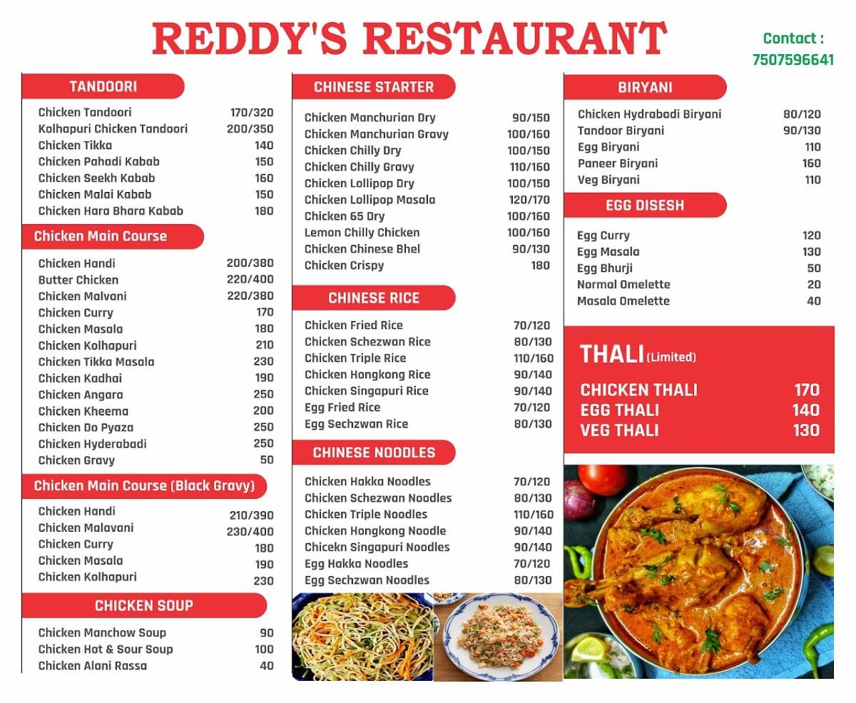 Menu at Reddy's Restaurant (best family restaurant), Pune, D S Tupe ...