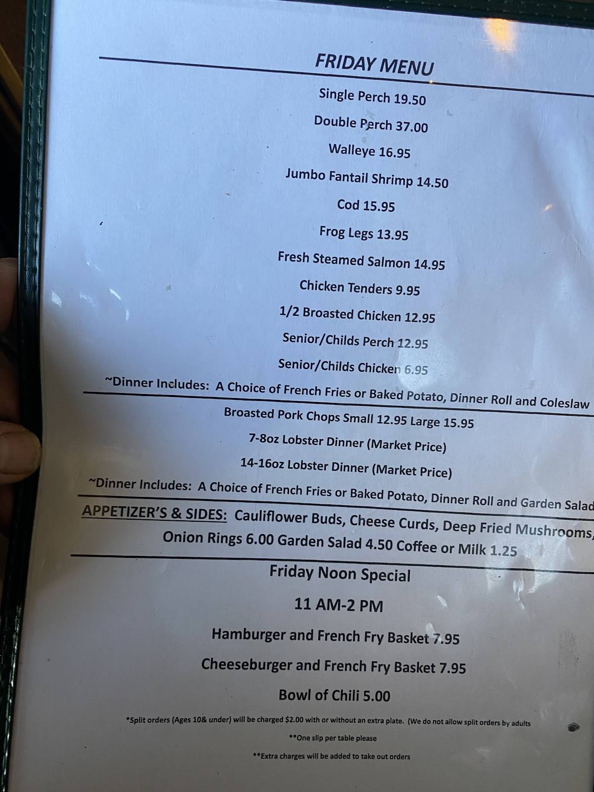 Menu at Redwood Inn restaurant, Green Bay, Main St