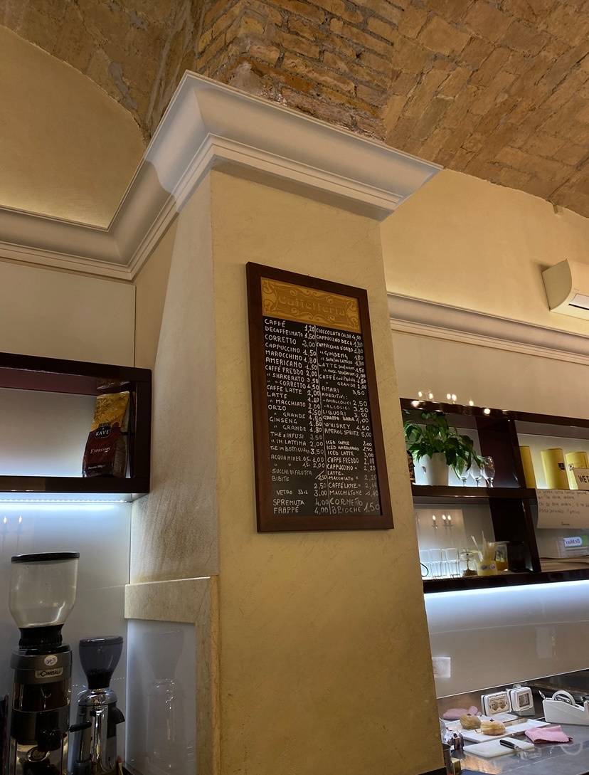 Menu at Regoli Pasticceria, Rome