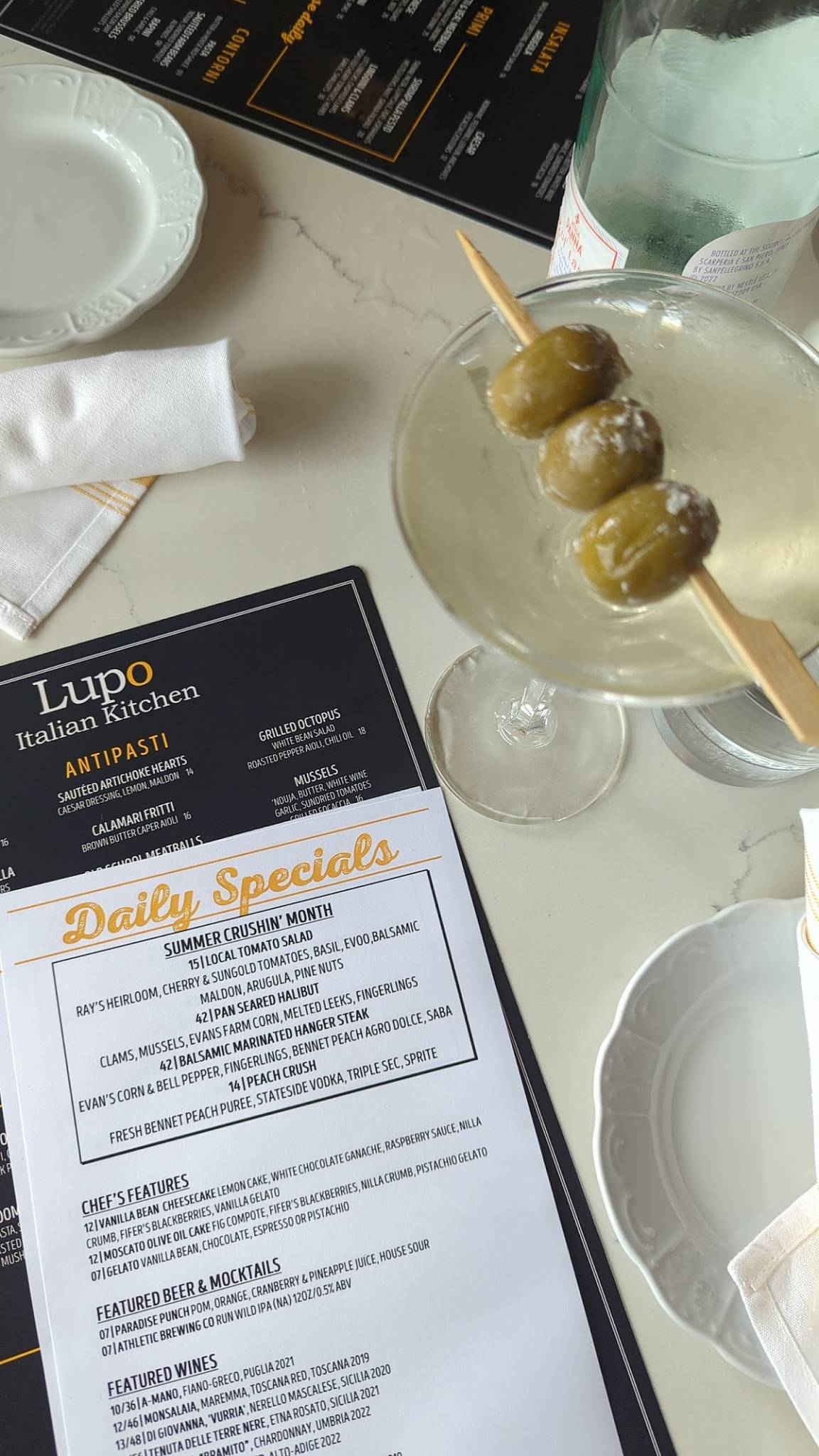 Menu at Lupo Italian Kitchen restaurant, Rehoboth Beach
