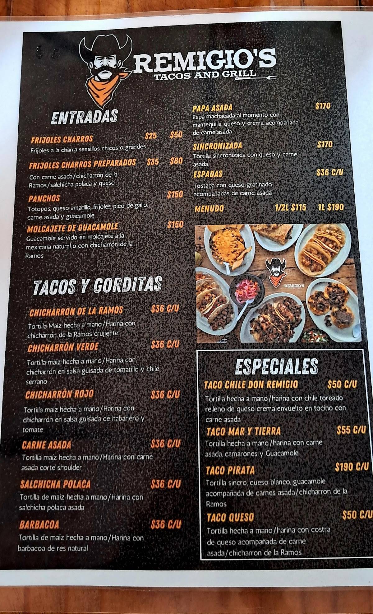 Menu at Remigios Tacos And Grill restaurant, Reynosa