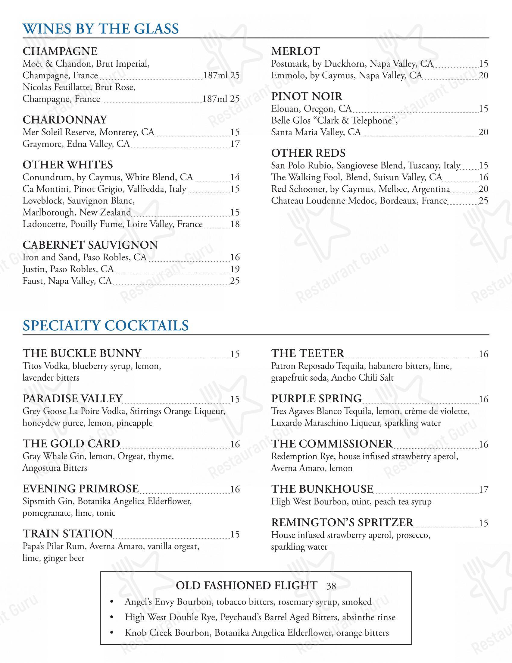 Menu at Remington’s Prime Steakhouse, Ocala