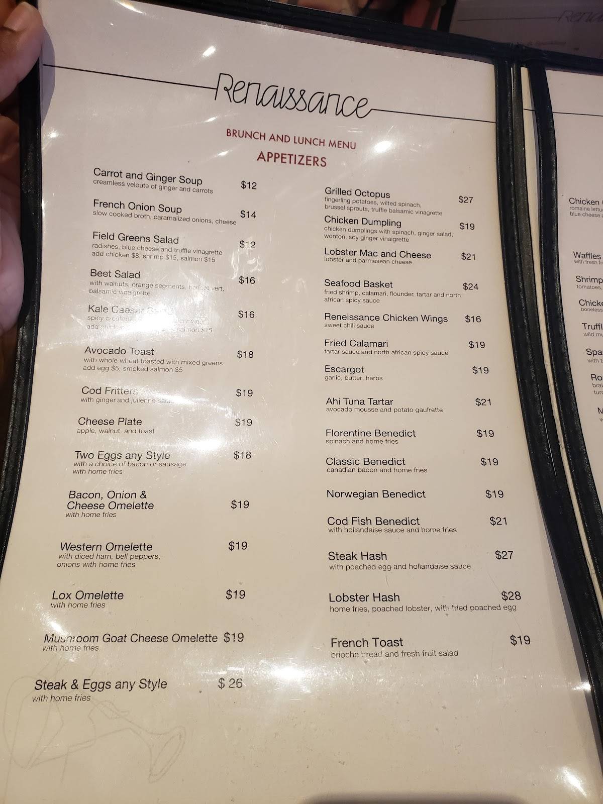 Menu at Renaissance Harlem restaurant, New York City, Adam Clayton ...