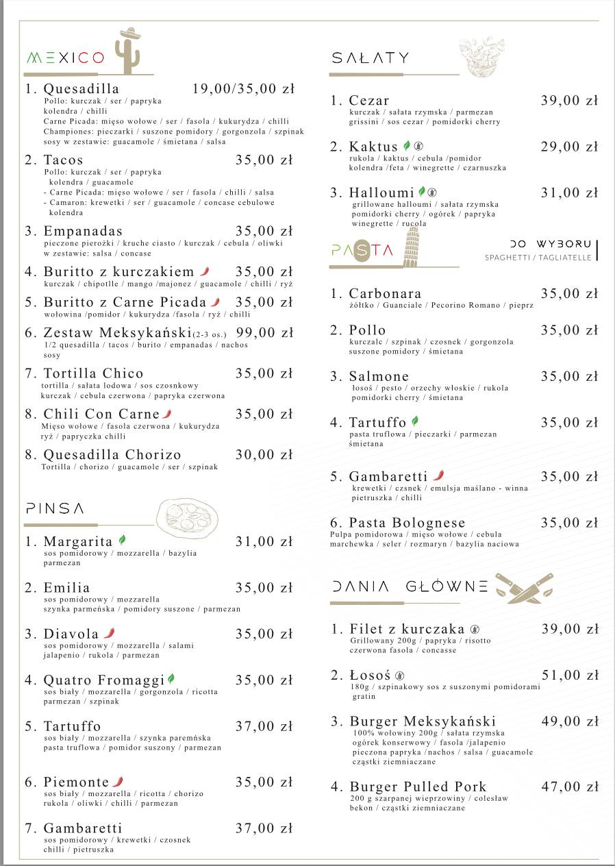 Menu at Restauracja Kopernika 5 restaurant, Lubliniec