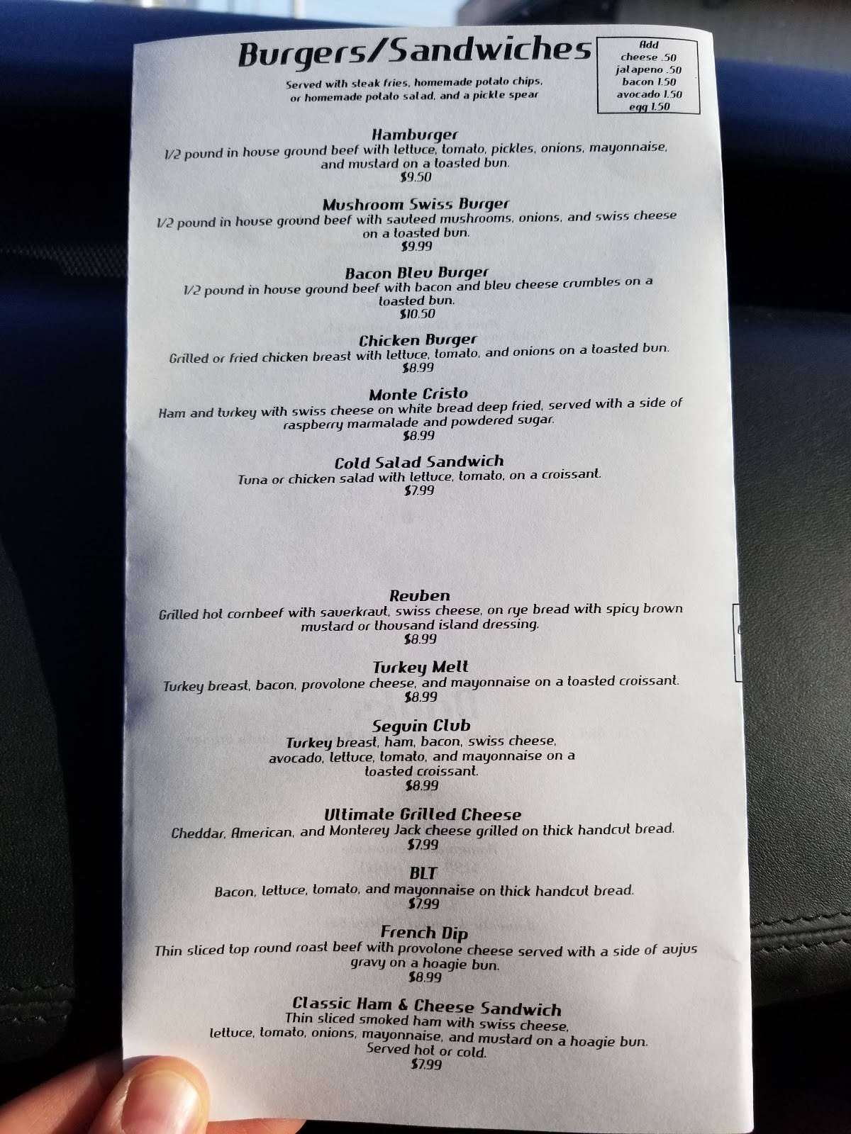 Menu at 1838 Grill restaurant, Seguin