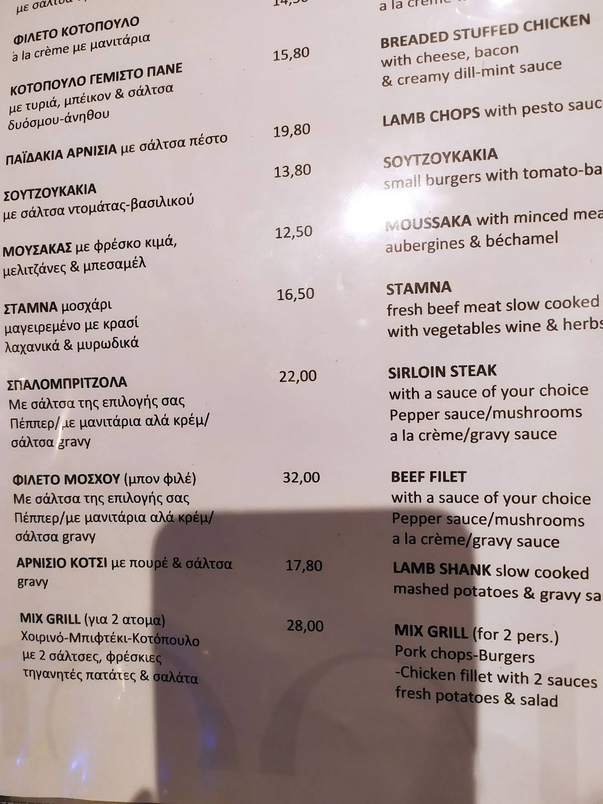 Menu at 1901, Skiathos
