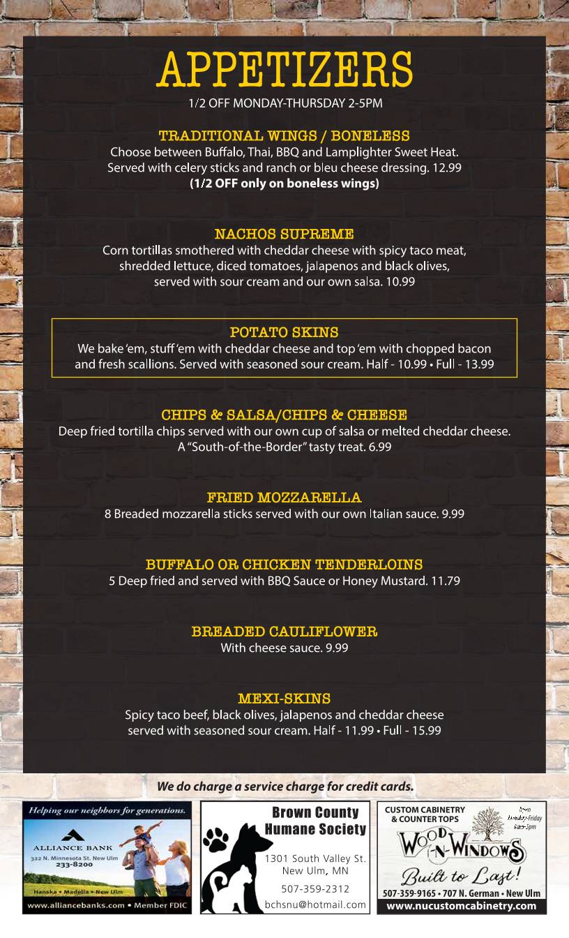 Menu at 209 Pub & Grill, New Ulm