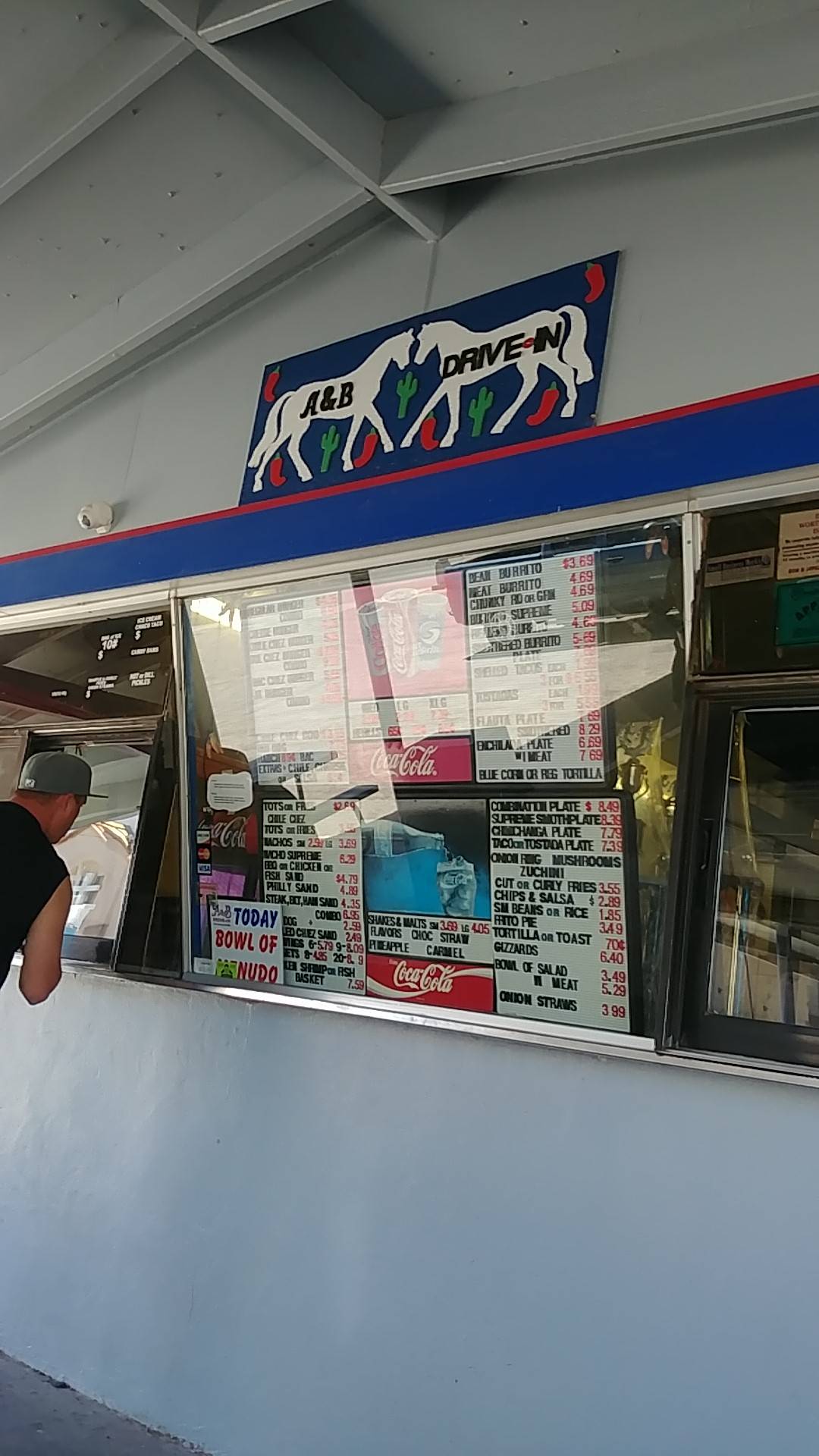 Menu at A & B Drive In restaurant, Truth or Consequences