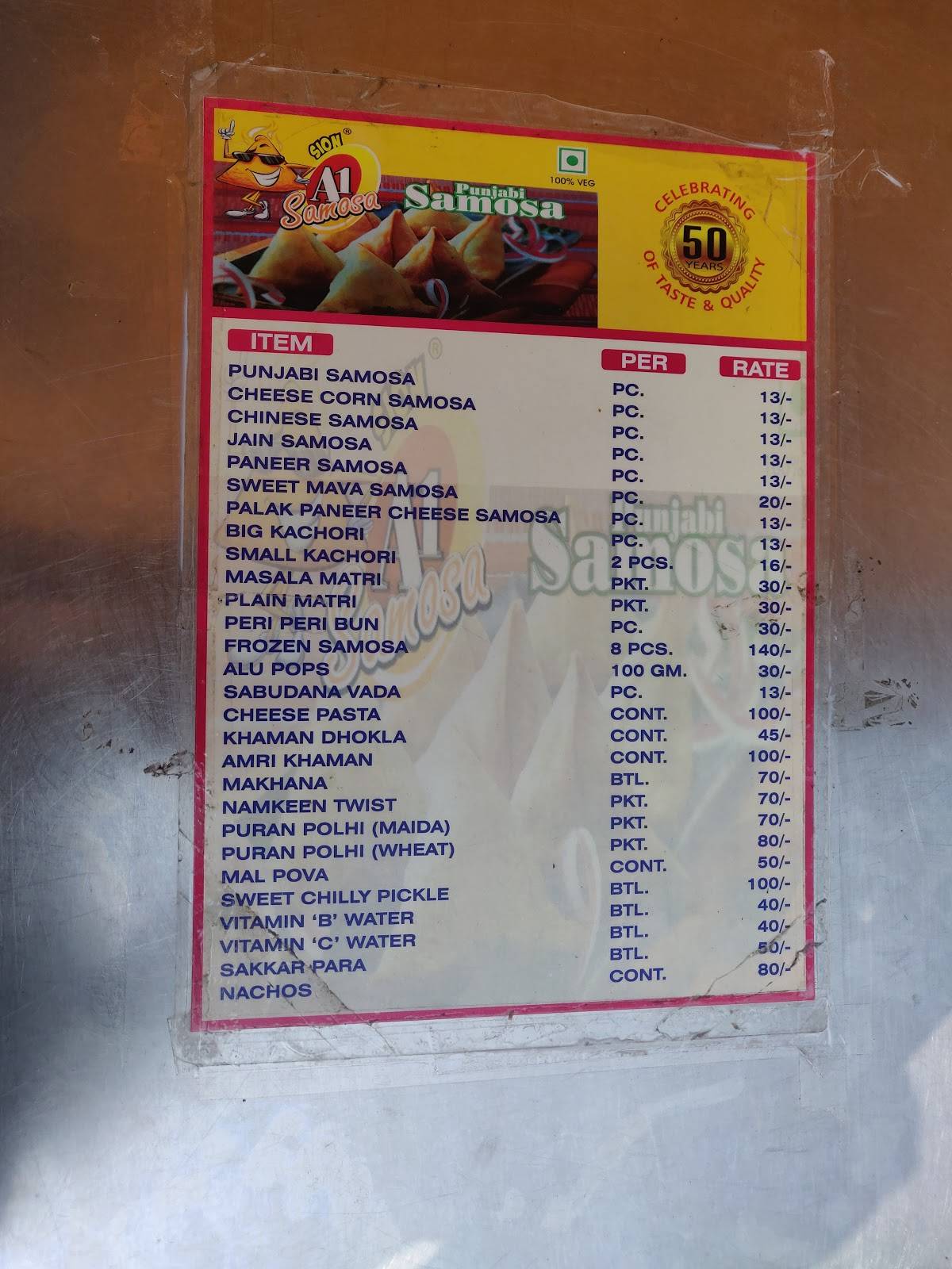 Menu at A1 Samosa, Mumbai, 5A-5
