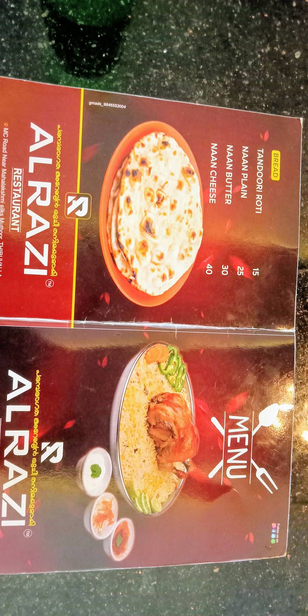 Menu at AL RAZI RESTAURANT,KUZHIMANDHI KOTTAYAM, Kottayam