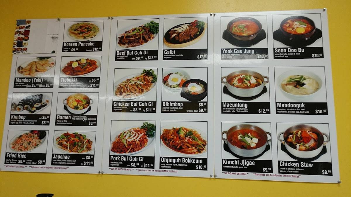 Menu at Kimchi Joy - Korean Restaurant, Aberdeen