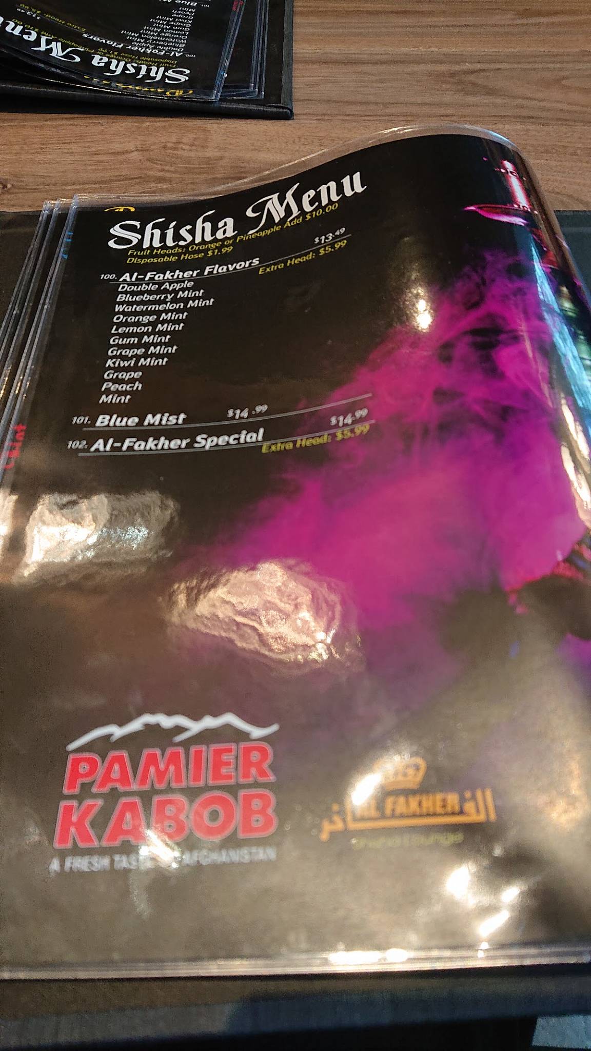 Menu at Al Fakher Restaurant and Shisha Lounge, Mississauga
