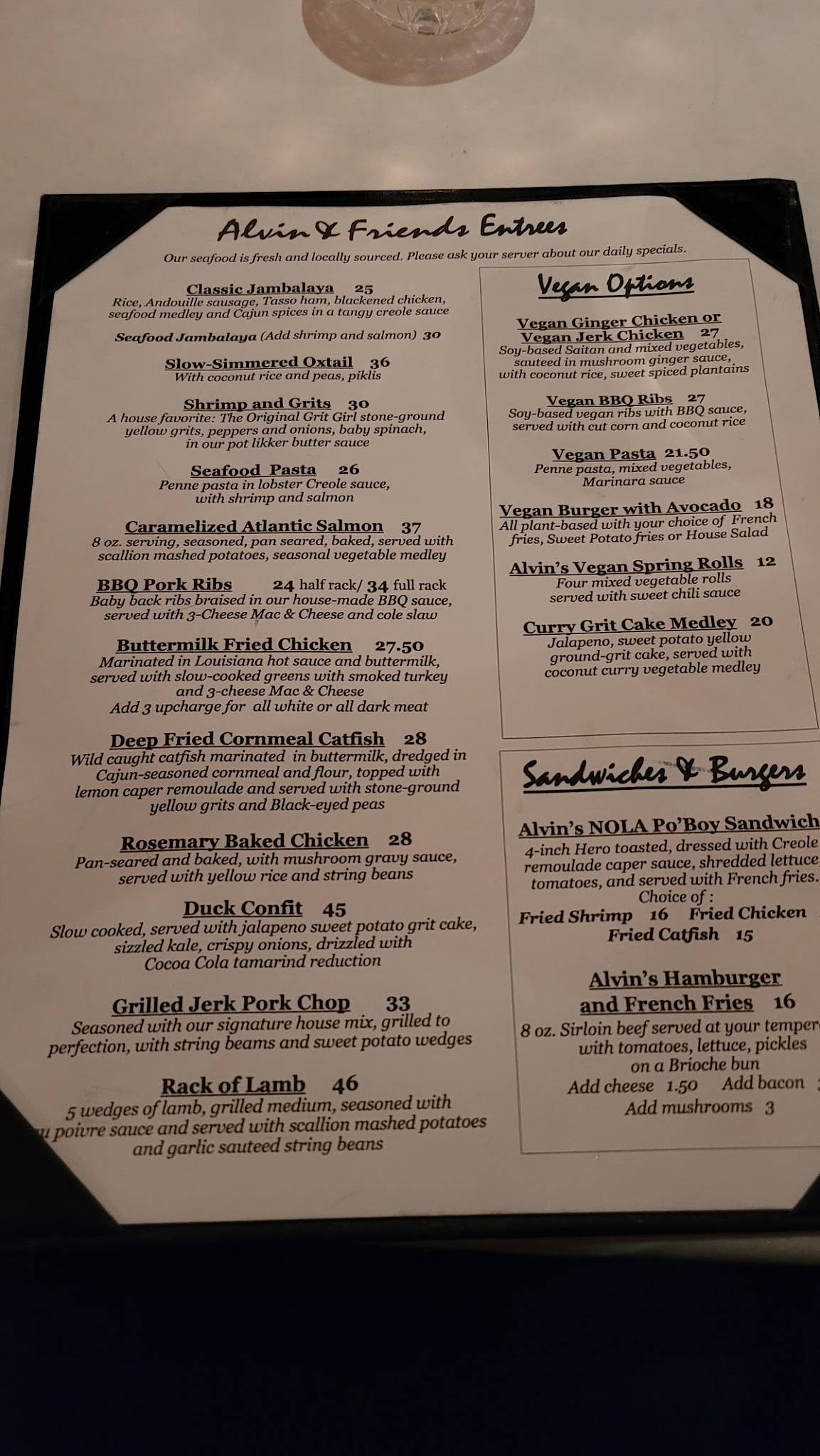 Menu at Alvin & Friends restaurant, New Rochelle