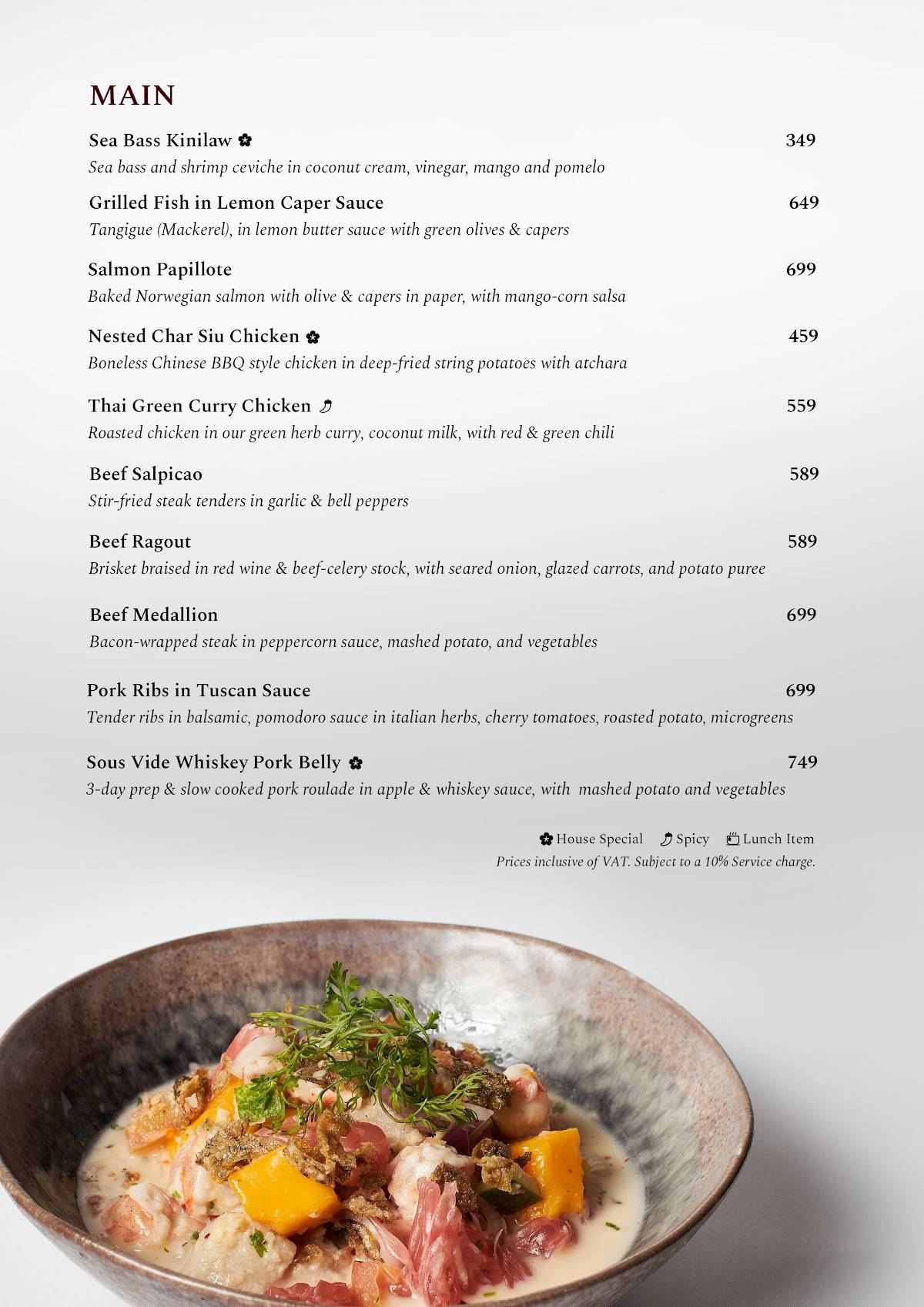 Menu at Amaretto restaurant, Mandaue City