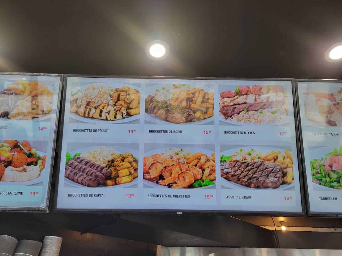 Menu au Restaurant Amir, Sherbrooke