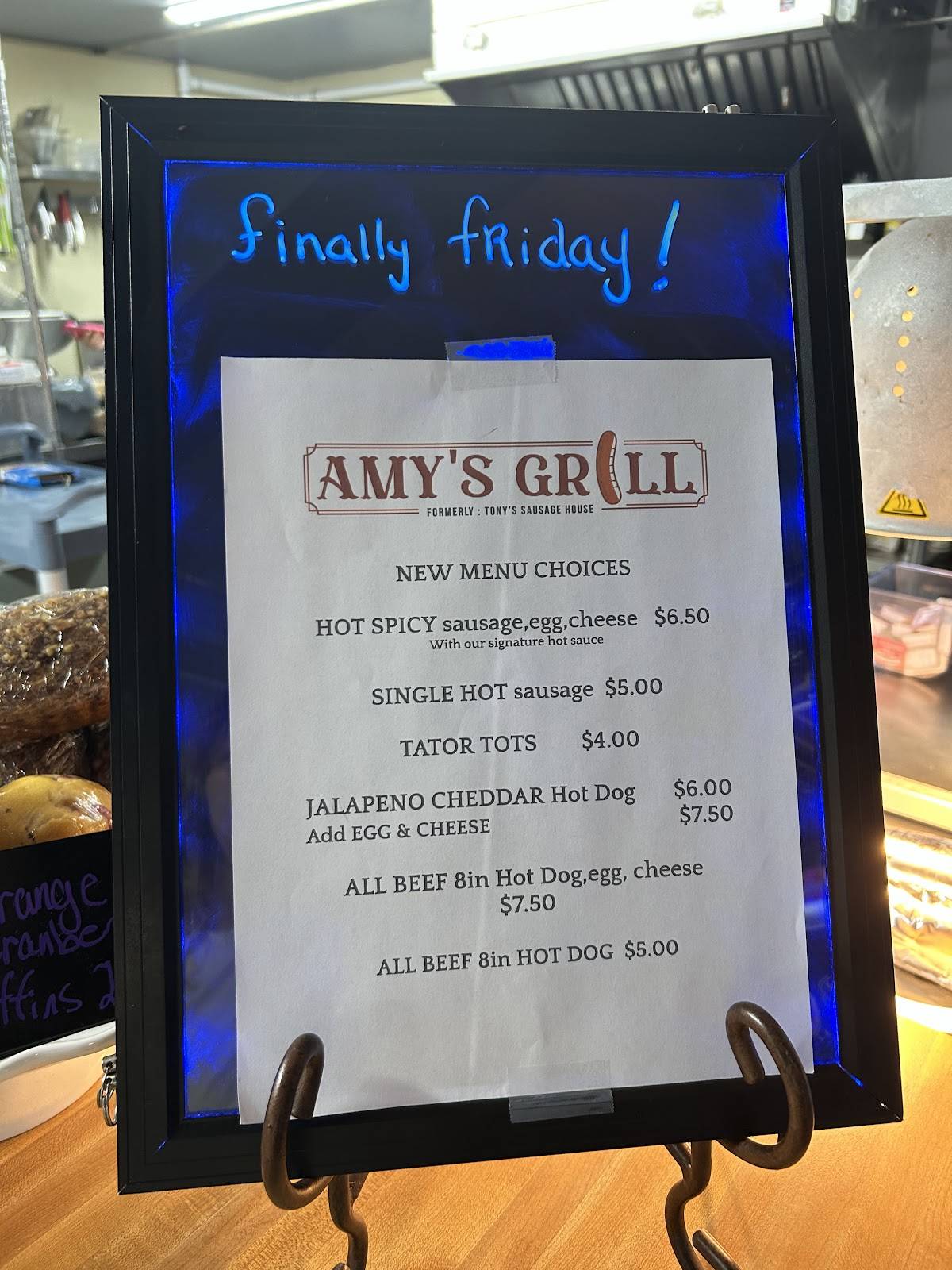 Menu at Amy’s Grill restaurant, Dover