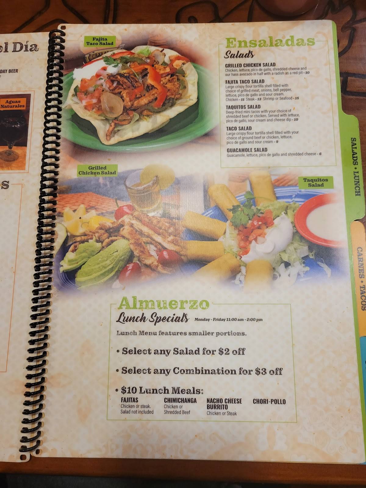 Menu at Anna's Cocina & Tequila restaurant, Devils Lake
