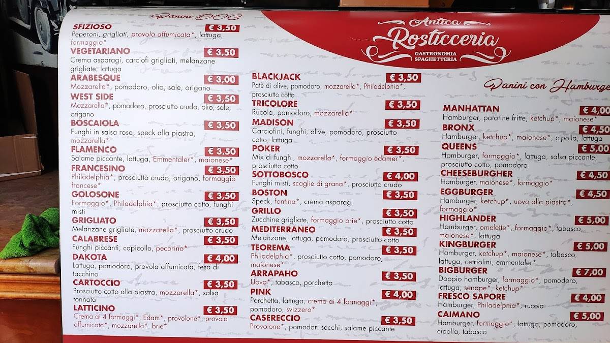 Menu da Antica Rosticceria Del Corso ristorante, Reggio Calabria