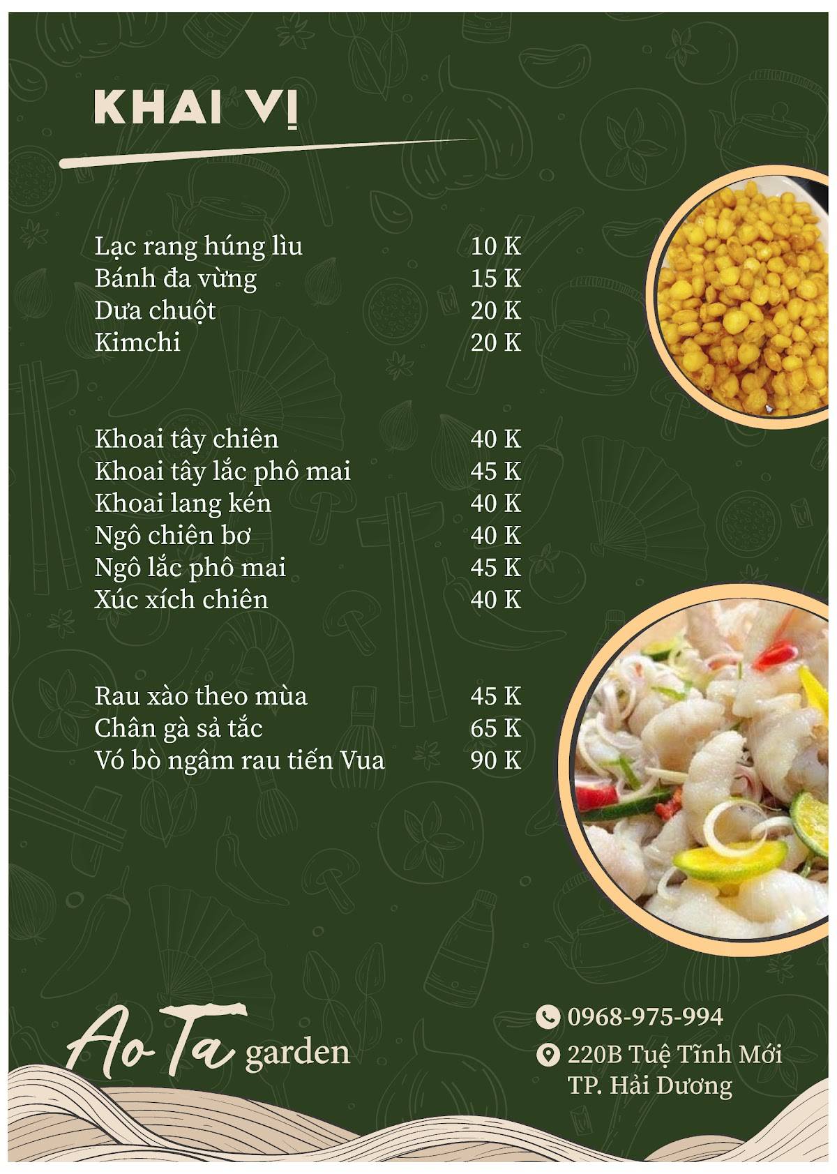 Menu at Ao Ta Garden - Vietnamese Hotpot Signature restaurant, Hai Duong