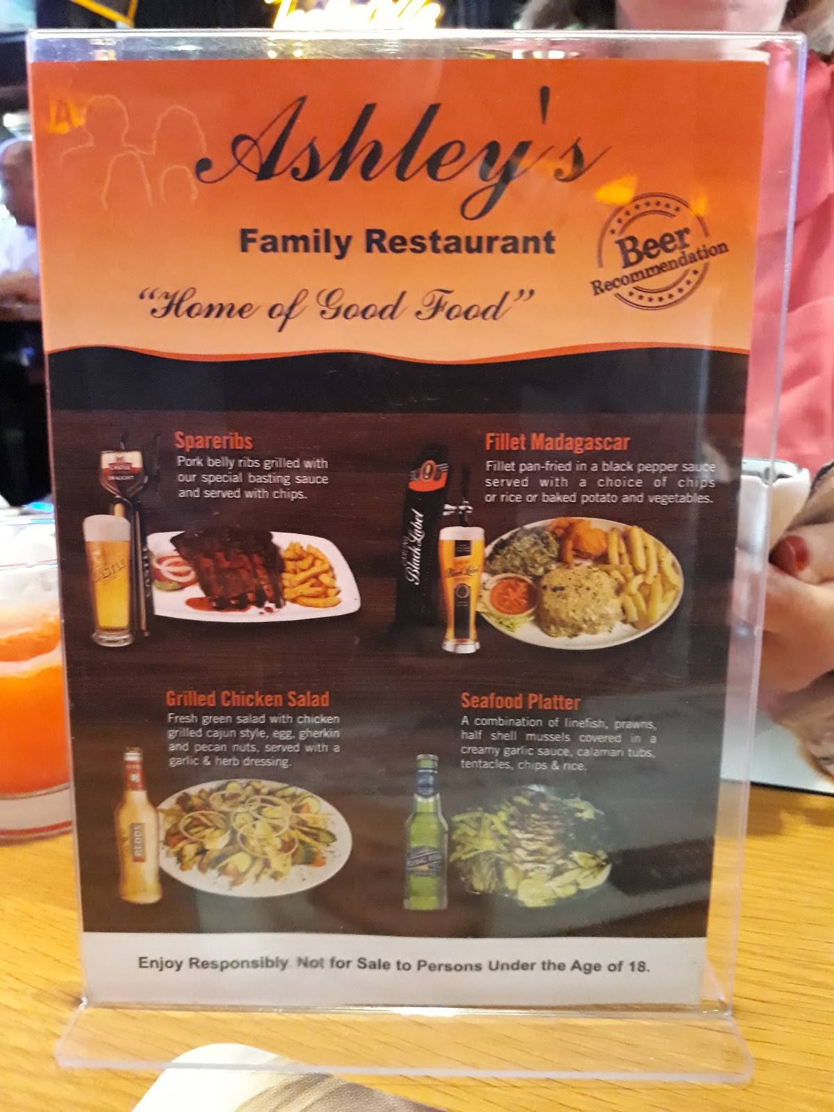 Menu at Ashley's Family Restaurant, Cape Town, 123 Voortrekker Rd