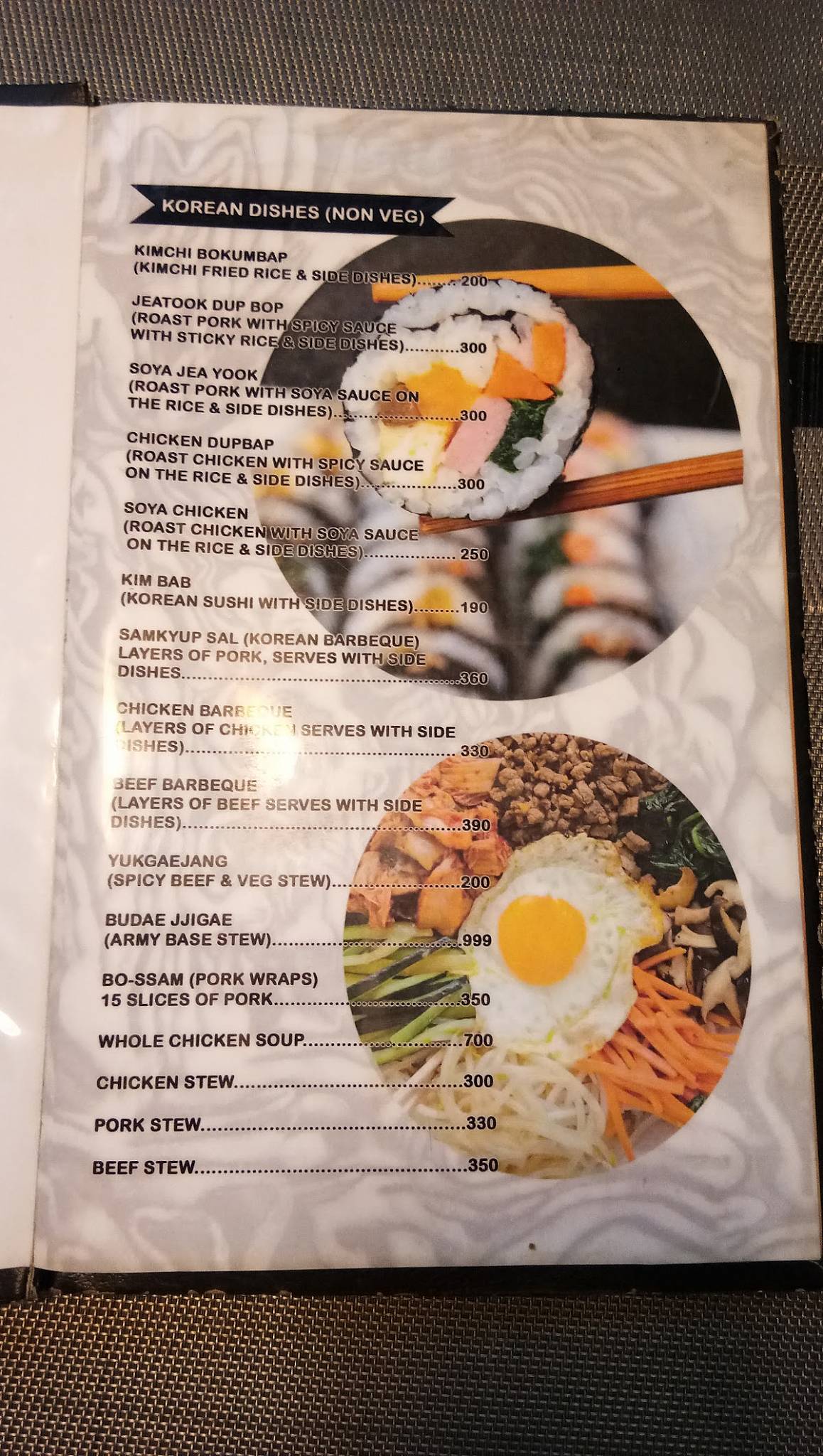 Menu at Asian Bowl, Imphal
