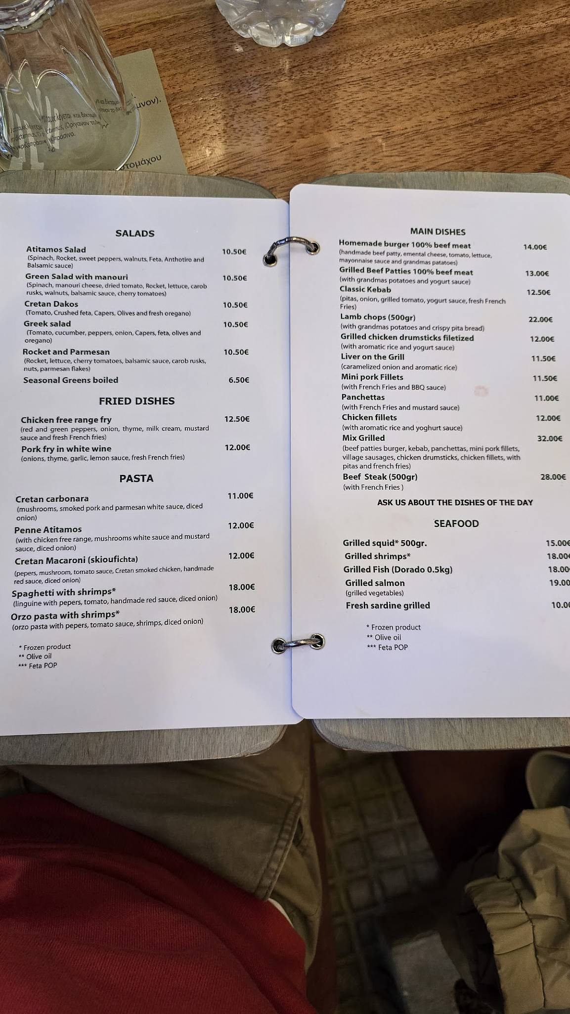 Menu at Ατίταμος, Athens