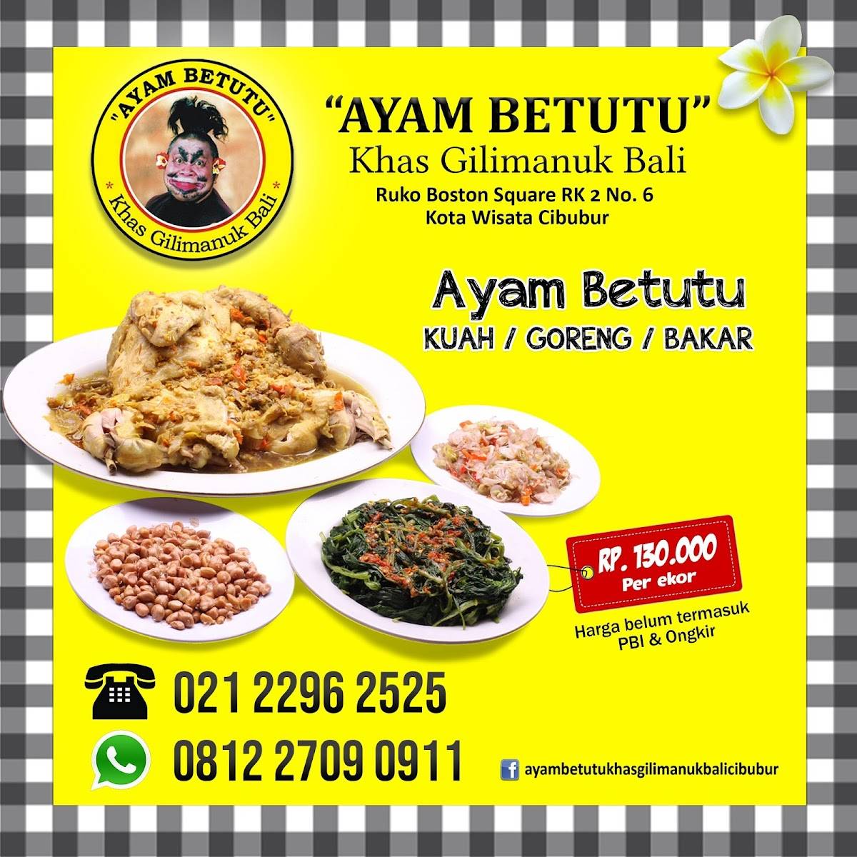 Menu at Ayam Betutu khas Gilimanuk Bali restaurant, Bekasi Regency ...
