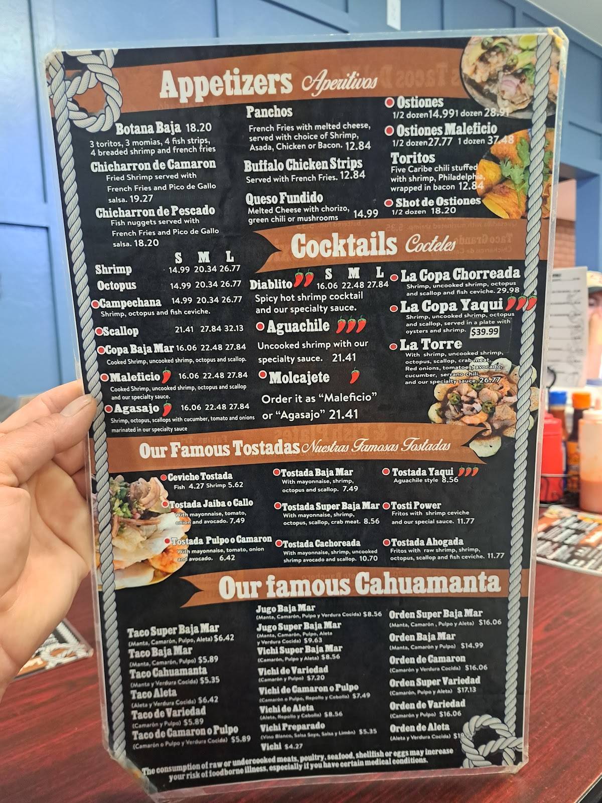 Menu at Baja Mar Seafood Market & Restaurant, Tucson