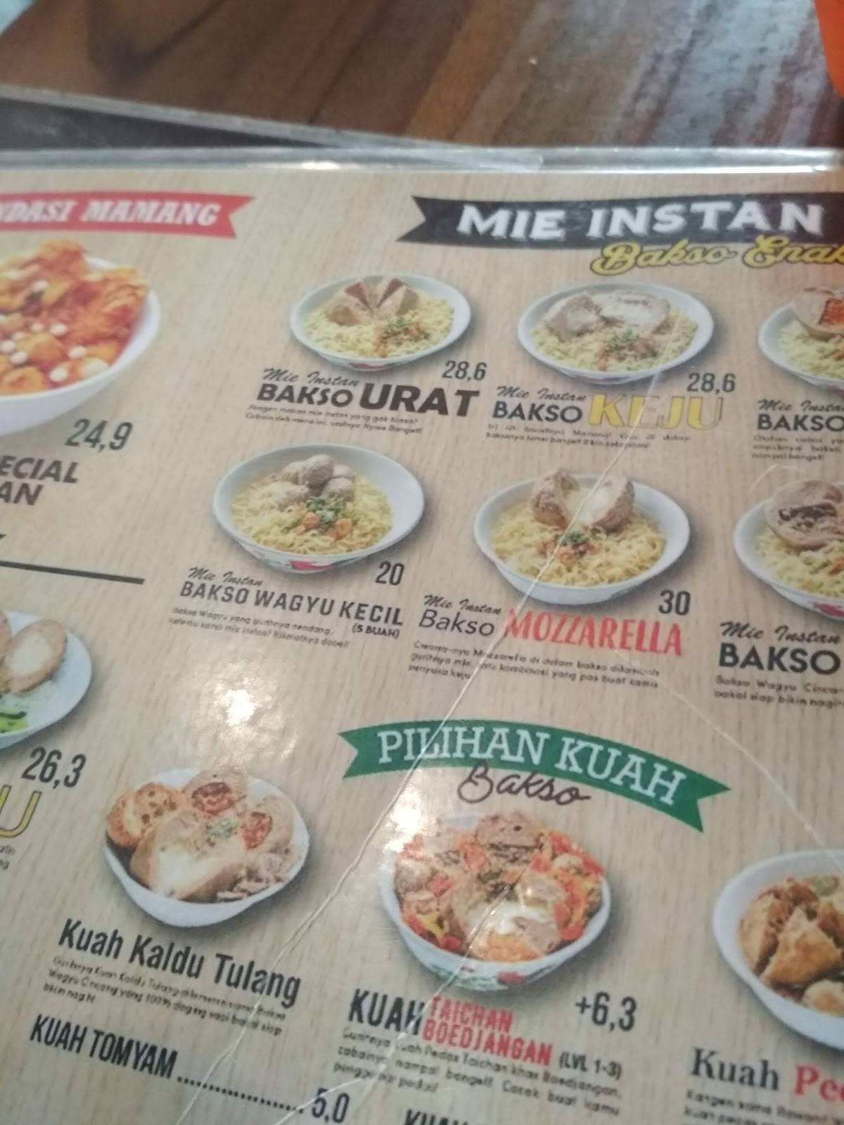 Carta del restaurante Bakso Boedjangan Cibubur, Depok, Jl. Alternatif ...