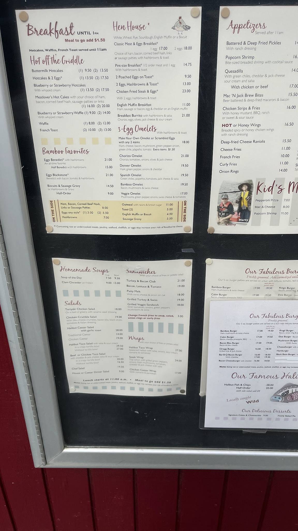 Menu at Bamboo Room Restaurant, Haines