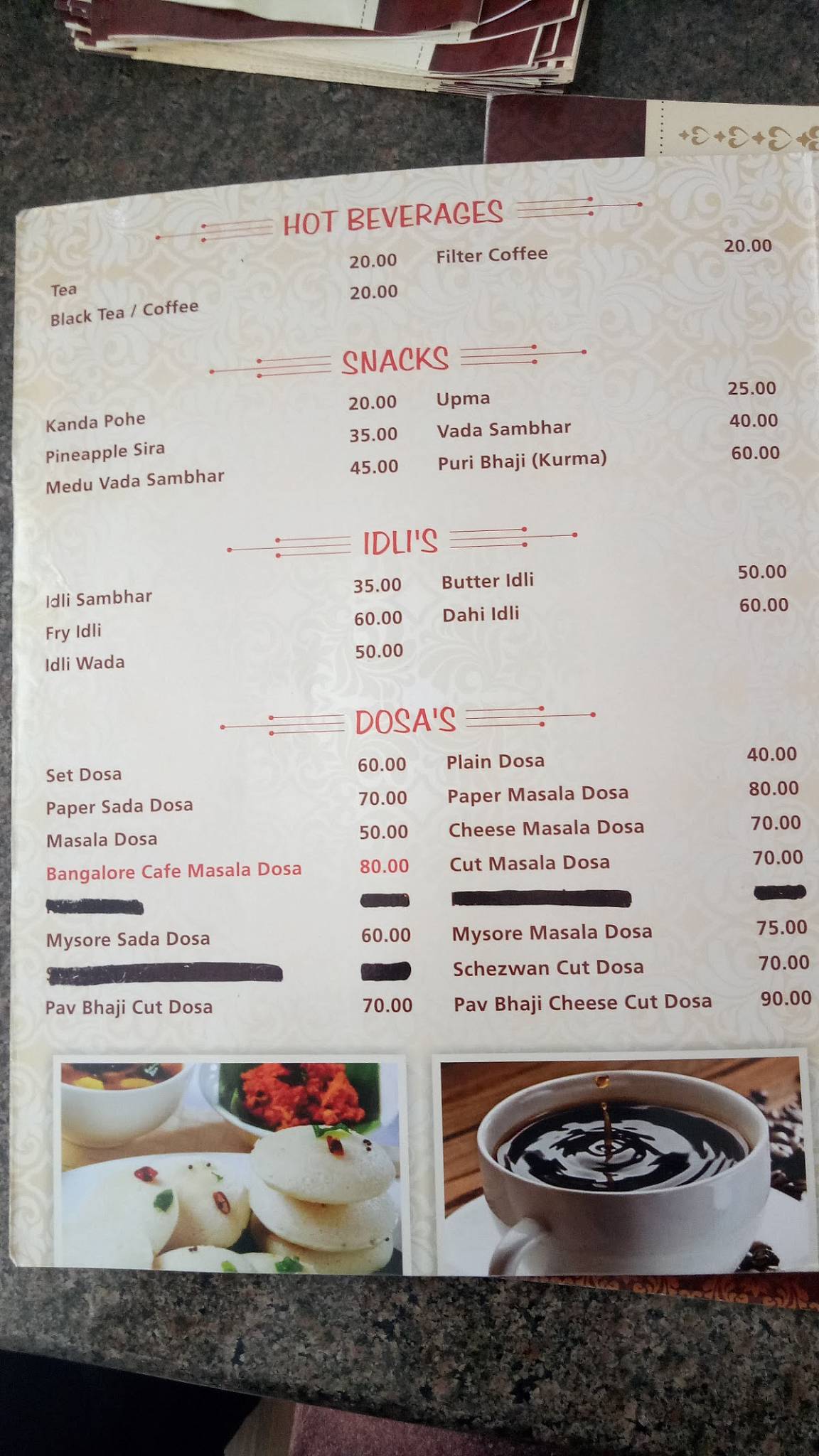 Menu at Bangalore Cafe, Pune, 173