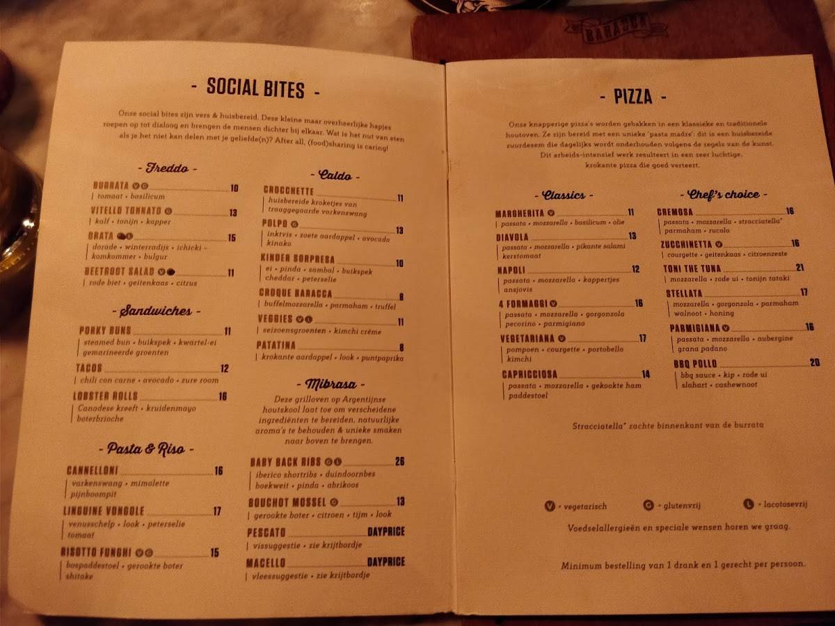 Menu at Baracca, Leuven