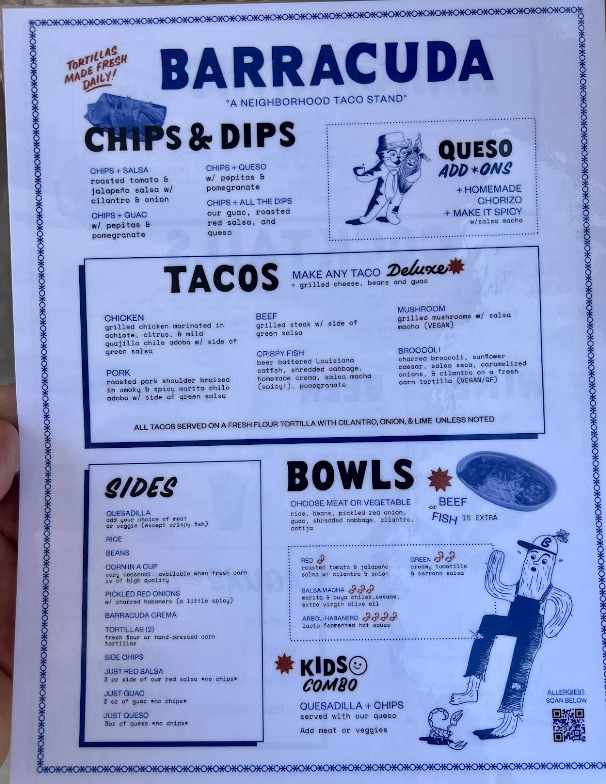 Menu at Barracuda Taco Stand, Baton Rouge