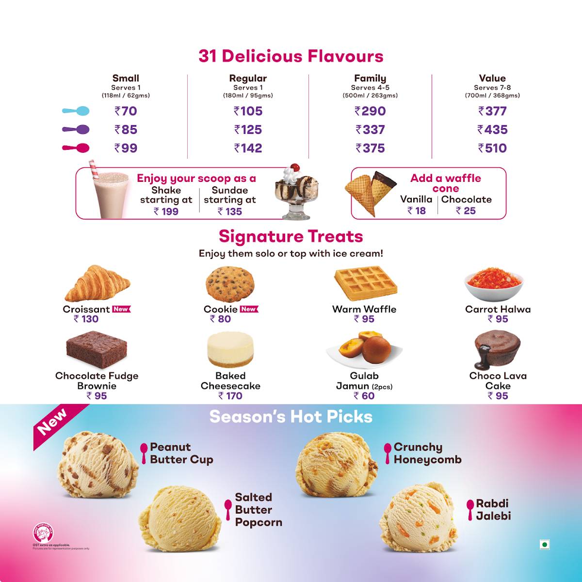 Menu at Baskin Robbins, Kotputli